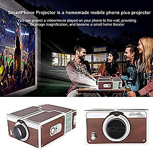 ASHATA Second Generation Mini Projector Proyector Movil DIY Home Portable Smart Mobile Phone Projector for Home Cinema Brown
