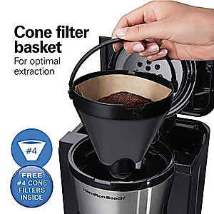 Hamilton Beach Programmable Coffee Maker with 10 Cup Thermal Carafe, 3 Brewing Options, Auto Shutoff & Pause and Pour, Stainless Steel (46899R)