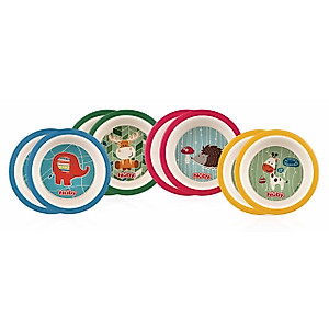 Nuby 2 Piece Bamboo Printed Bowl, Colors May Vary