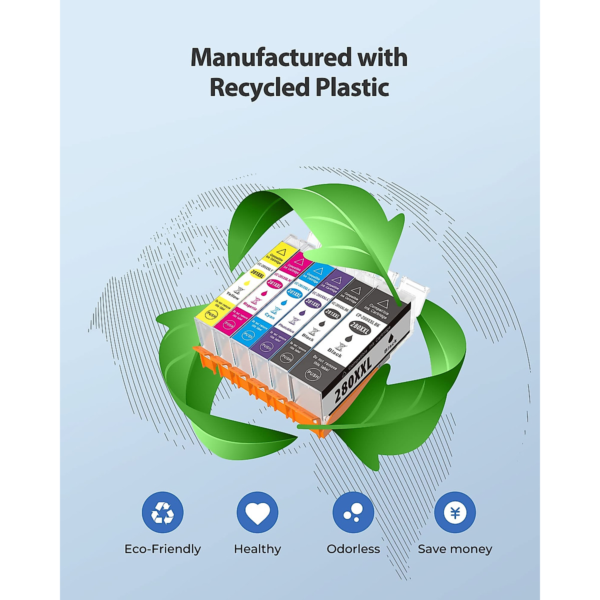 PGI-280XXL/CLI-281XXL Ink Cartridges Compatible Replacement for Canon 280 281 Ink Cartridges Use to Canon Pixma TS8120 TS9120 TS8220 TS8320 TS8300 TS8322 TS9100 6 Value Pack