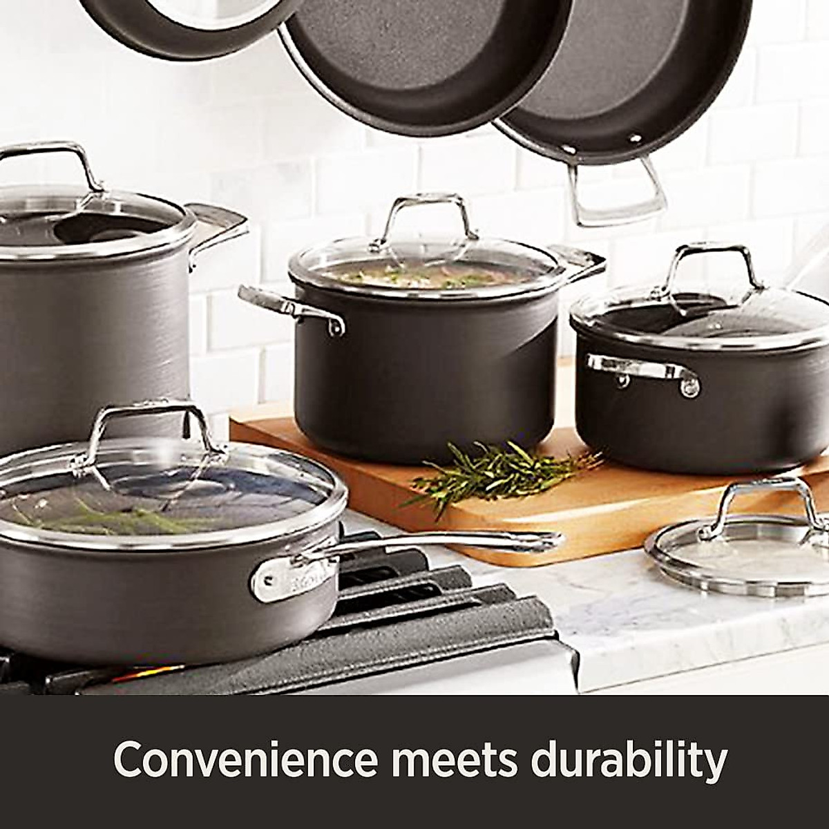 All-Clad B1 Hard Anodized Nonstick Cookware Set 13 Piece Induction Oven Broiler Safe 500F Pots and Pans Black