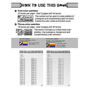 Color charts. A mini book organizer of coloring resources for colorists and artists on thick artist paper with a spiral binding on the top - A5 format