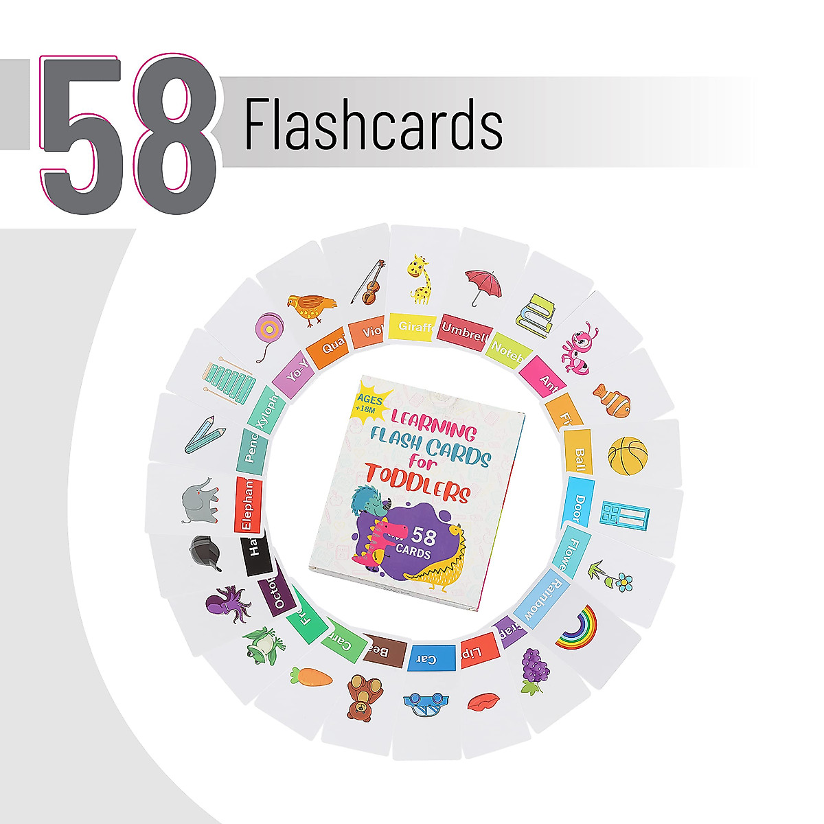 Mr. Pen- Alphabet Flash Cards for Toddlers, Double-Sided, 58 Picture Cards, Toddler Flash Cards, Alphabet Flash Cards, Baby Flash Cards, Letter Flash Cards, ABC Flash Cards, Number Flash Cards