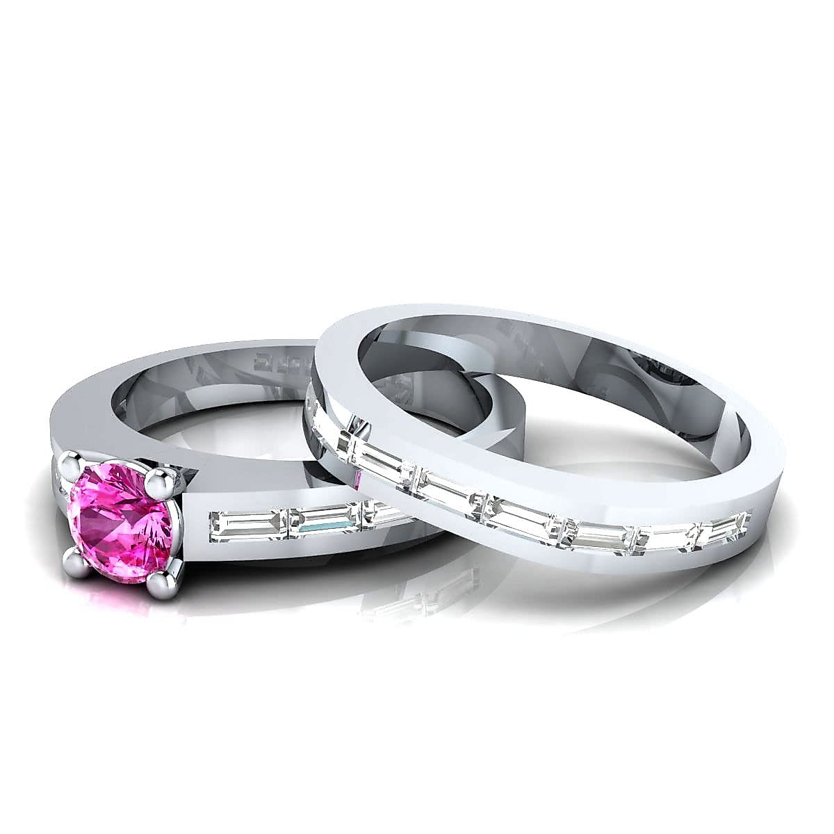 IdealJewel95 2.54 ct Pink & White Sapphire Sterling Silver Bridal Ring Set Free Size For Women Wedding/Valentines / Engagement_10