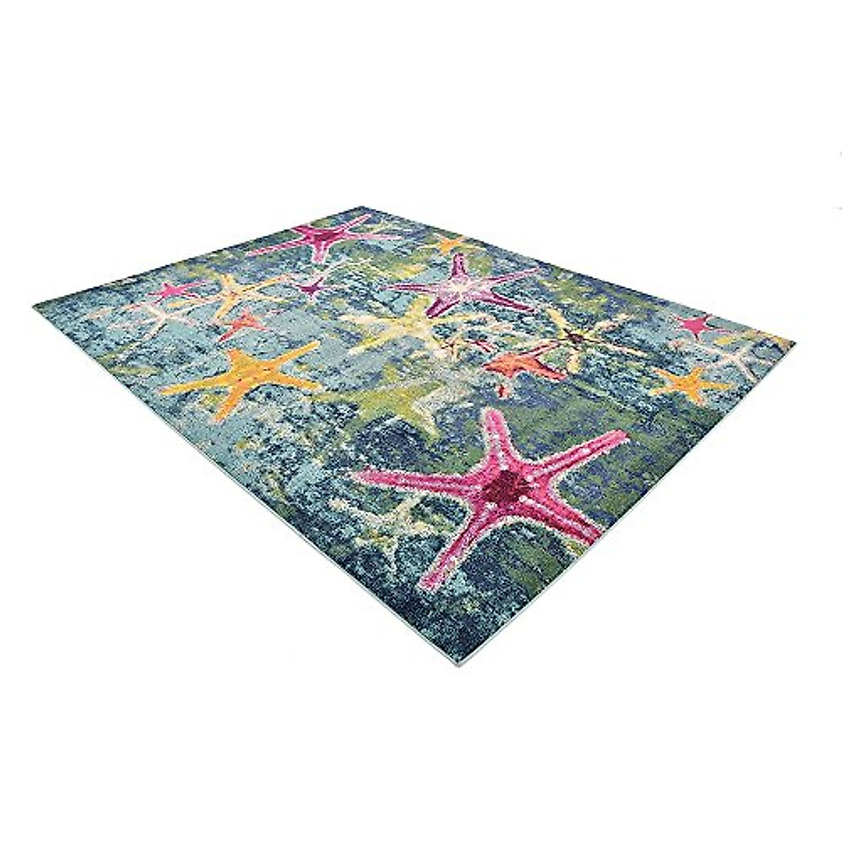 Unique Loom Positano Collection Coastal Modern Bright Colors Starfish Navy Blue Area Rug (8' x 10')