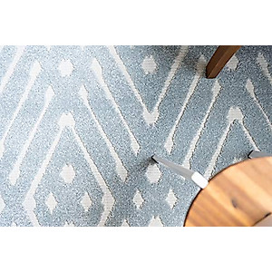 Unique Loom Sabrina Soto Outdoor Collection Geometric, Modern, Vibrant, Trellis Contemporary Area Rug, 9' 0" x 12' 0", Light Blue/Ivory