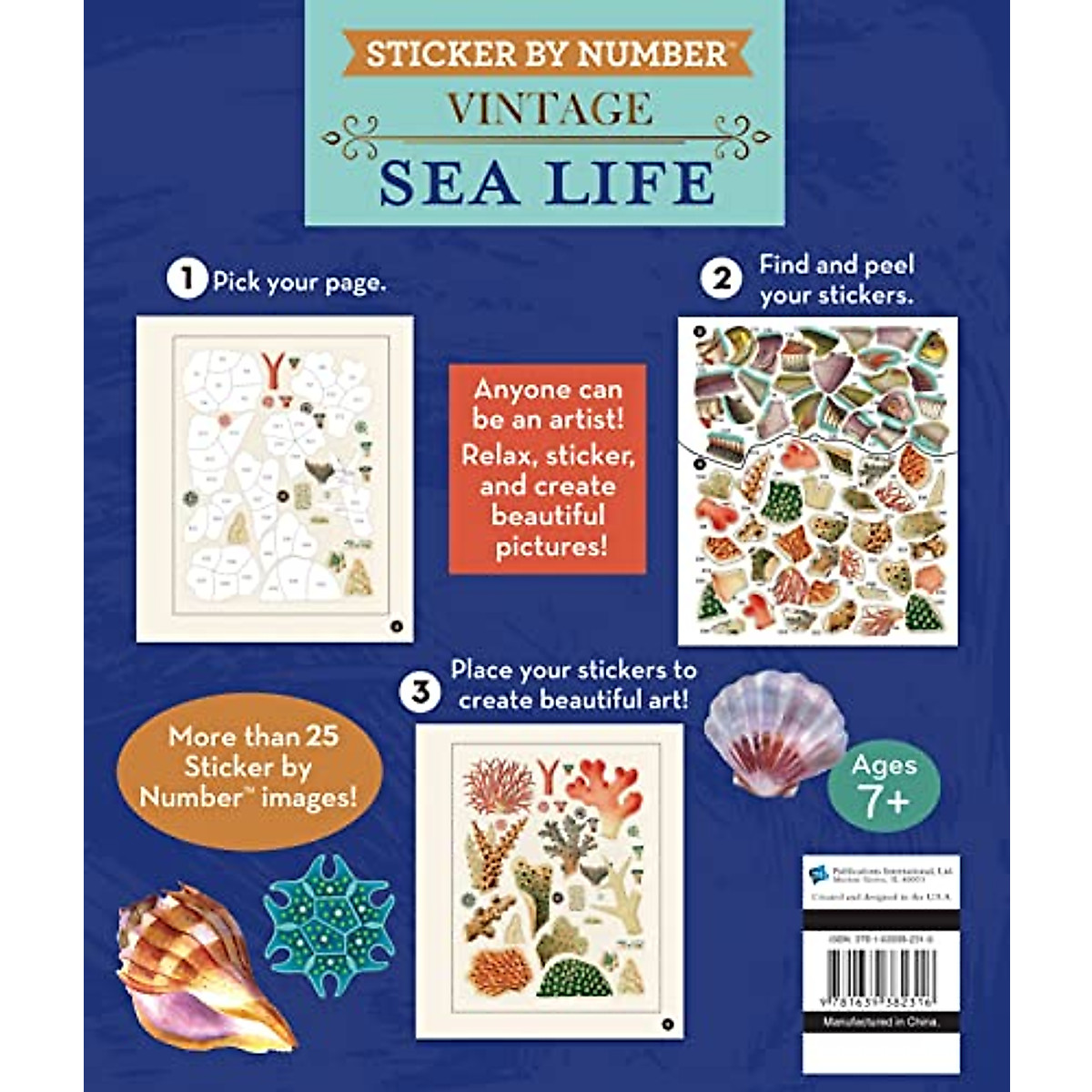 Brain Games - Sticker by Number - Vintage: Sea Life (28 Images to Sticker)