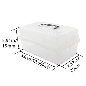 Auniwaig Portable Handled Storage Organizer Box 33cm Plastic Sewing Box Multipurpose Art Tool Container Case Transparent Box with Removable Tray for Art Craft and Cosmetic (33x20x15cm) 1pcs