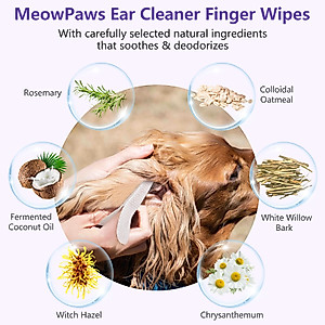 MeowPaws Dog Teeth Cleaning Wipes and Ear Wipes 240 Counts Gift Packaging, Pet Dental Finger Wipes for Dogs and Pet Ear Cleaner Finger Wipes, Gently Remove Ear Wax and Reduces Plaque, Freshen Breath