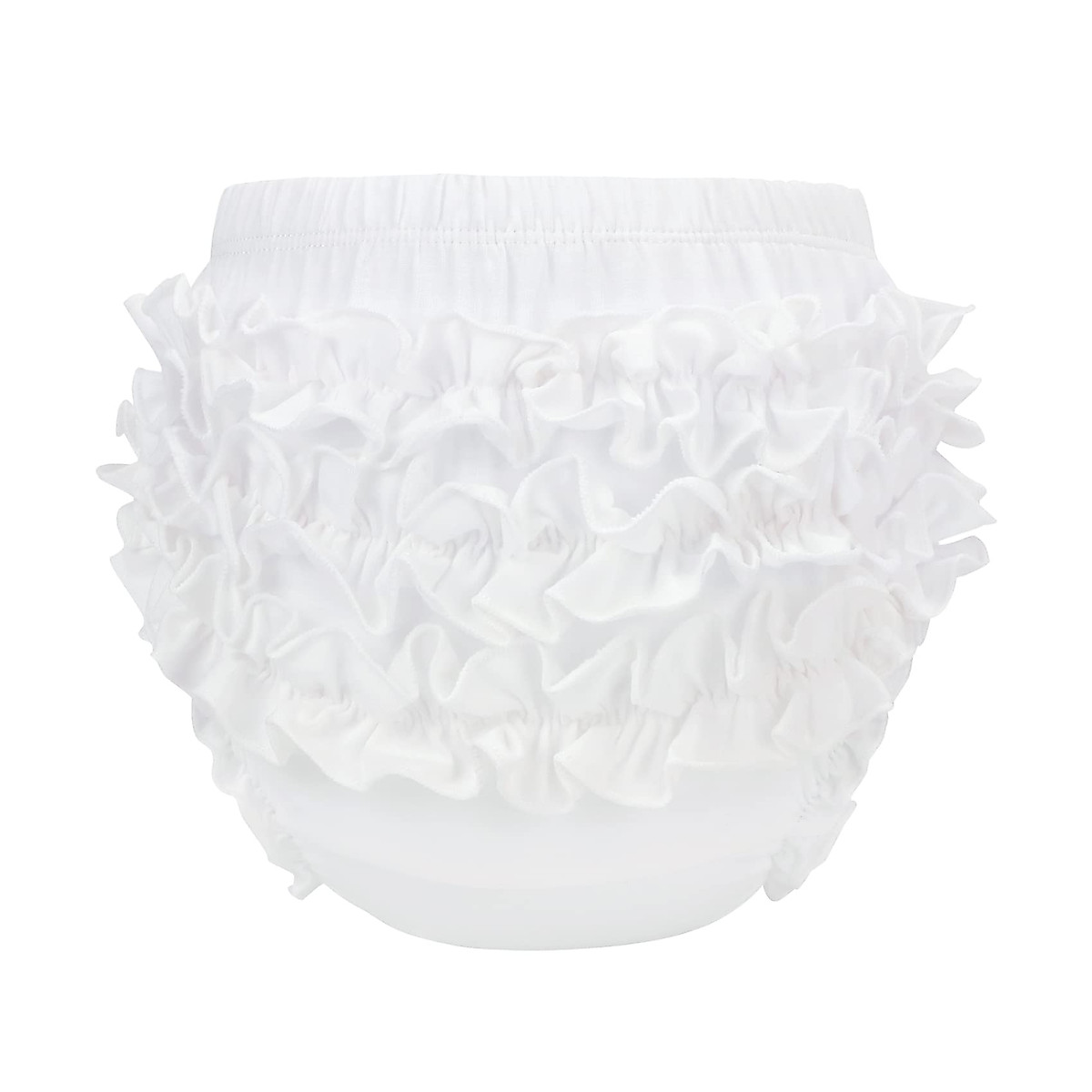 Durio Baby Bloomers for Toddler Girls Ruffle Diaper Covers for Girls Cute Cotton Baby Girl Shorts White 6-12 Months
