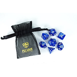 Blue RPG Dice - Full Polyhedral Set - Pearl Effect
