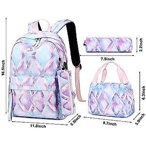 Joyfulife School Backpack for Girls Backpack with Lunch Box Pencil Case Teen Kids Bookbags Set Travel Laptop Backpack Casual Daypacks