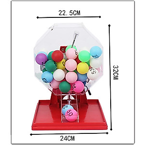 Professional Bingo Game Set, Manual Lottery Shaker Selector, Including Acrylic Bingo Cage, 1.6-Inch Ping Pong Style Bingo Balls-50 Pcs, for Large Groups, Parties