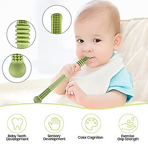 Yinghezu Hollow Teether Tubes, 6 Pack Chew Straw Toy for Infant Toddlers Silicone Teething Toys for Babies, 0-6 Months 6-12 Months BPA Free/Freezable/Dishwasher and Refrigerator Safe