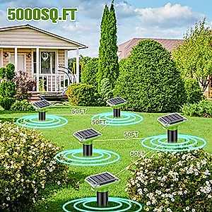 4Pcs Mole Repellent,Solar Ultrasonic Pest Repeller Stakes,Outdoor Animal Gopher Deterrent Spikes for Groundhog, Moles,Vole,Snakes, Waterproof Rodent Chaser Stakes Snake Repeller for Lawn Garden Yard