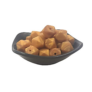 Alenybeby 50pcs DIY Silicone Pearl Beads Set 14mm 17mm Silicone Hexagon Icosahedron Beads for Pen 12mm 15mm Silicone Round Beads for Keychain Mom Craft Jewelry Craft Making