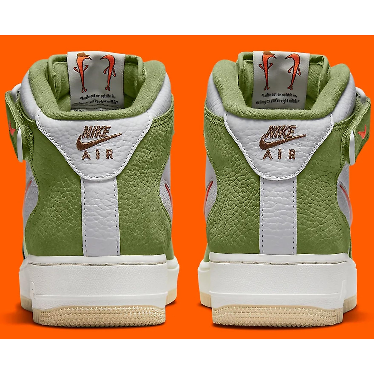 Nike mens Air Force 1 Mid Qs, White/Oil Green/Sail/Total Ora, 11