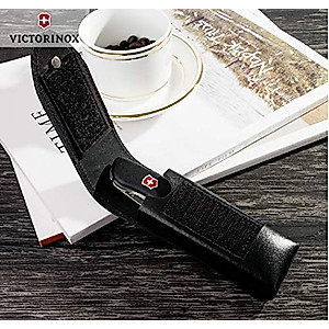 Victorinox 4.0523.3-X1 Large Leather Belt Pouch Black 111mm/2-3 Layer Ideal to Hold and Protect Your Swisstool or 111mm Knife in Black 4.7 inches