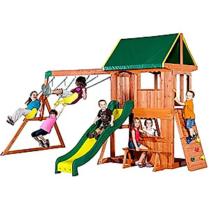 Green SEVENMORE 52 * 90 Inches Outdoor Swingset Shade Kids Playground Roof Canopy Waterproof Cover Replacement Tarp Sunshade (Green)