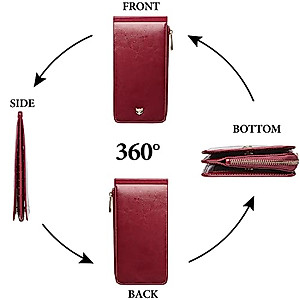 FOXLOVER Multi Credit Card Holder for Women RFID Blocking Ladies Leather Wallet with Zipper Pocket