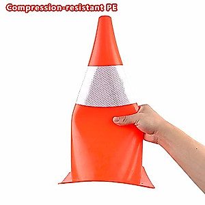 15 inch Traffic Safety Cones with Reflective Collars,[4 Pack]Orange Construction Cones| Parking Cones| Soccer Training Cones |Road Cones for Parking lot, Driveway, Sport and Driving Training.