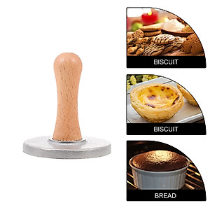 Kichvoe Cookie Stamp Metal Cookie Press Molds Embosser Fondant Stamp Biscuits Presser with Wooden Handle Baking Stamp Molds for Diy Cake Pastry