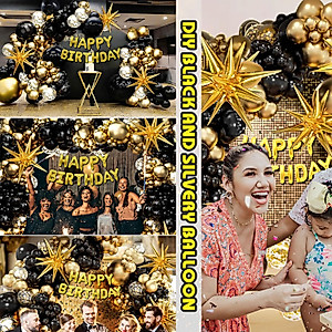 160PCS Black and Gold Balloons Garland Arch Kit 5/10/12/18 Balloon Arch Kit Graduation New Year Anniversary Birthday Party Decorations,Reusable Balloons Women, Men Birthday Decoration Party Supplies