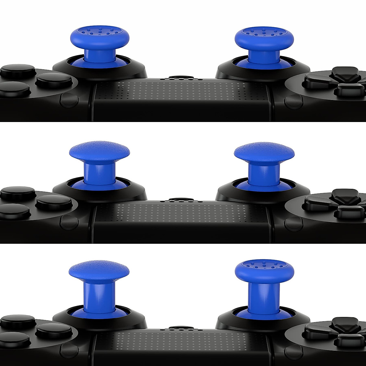 eXtremeRate ThumbsGear Interchangeable Ergonomic Thumbstick for PS5 Controller, for PS4 All Model Controller - 3 Height Domed and Concave Grips Adjustable Joystick - Blue
