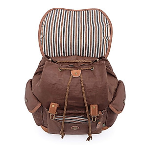 TSD Brand Dolphin Studded Canvas Backpack (Dark Brown)