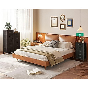 AODK Dresser for Bedroom with 5 Storage Drawers, 31" Small Dresser Chest of Drawers Fabric Dresser with Sturdy Steel Frame, Black