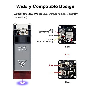 LASER TREE 40W(5W Output Optical Power) Laser Engraving Module, 450nm Laser Head for CNC Laser Engraver/Laser Cutter Machine, DIY Laser Engraving Tool Suitable for Wood Metal Acrylic Paper Etc