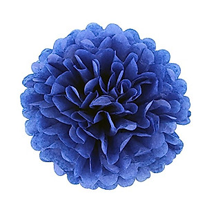 HEARTFEEL 11pcs Navy Blue Silver White Tissue Pom Poms Paper Lanterns Paper Fans Kit for Baby Shower, Bachorlette, Wedding, Birthday, Grad Party Decorations (Navy Blue,Silver,White)