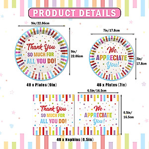 Yavxzvbw 144Pcs Thank You Party Plates Napkins We Appreciate You Decorations Thank You Party Supplies Decoration Thank You Decorations Thank You for All You Do Thank You Appreciation Decorations