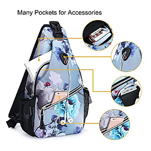 MOSISO Mini Sling Backpack,Small Hiking Daypack Pattern Travel Outdoor Sports Bag, Ink-wash Painting