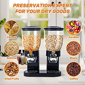 Meegoo Cereal Dispenser Countertop, 2 Pack 2L Large Capacity Cereal Container Airtight, Rotating Dry Food Dispenser for Small Size Nut, Candy, Beans, Rice, Pantry Kitchen Organizer to Keep Tidy.