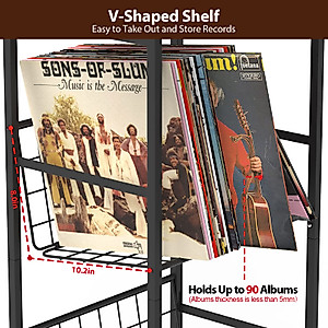 YBING Record Player Stand, 3-tier Vinyl Record Holder with Storage Turntable Stand with Shelf Record Display Table Vinyl Storage Stand End Side Table for Living Room Bedroom, Brown