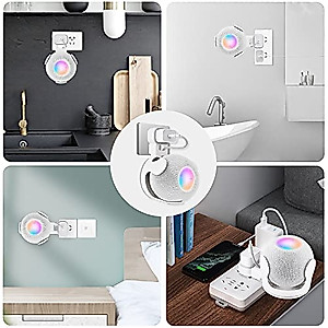 V-MORO HomePod Mini Wall Mount Holder, Outlet Mount Stand Hidden Cable Management for Apple HomePod Mini Smart Speaker Shelf Without Messy Wires Excellent Space Saving Punch-Free 2-Pack White