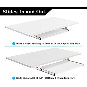 FRMSAET Furniture Accessories Office Product Suits Hardware 20/24/30 inches Keyboard Drawer Tray Wood Holder Under Desk Adjustable Height Platform(24 inches,White)