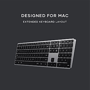 Satechi Slim X3 Bluetooth Backlit Keyboard with Numeric Keypad – Illuminated Keys & Multi-Device Sync – for M2/ M1 MacBook Pro/Air, M2/ M1 iPad Pro/Air, M2 Mac Mini, iMac M1 (Space Gray)