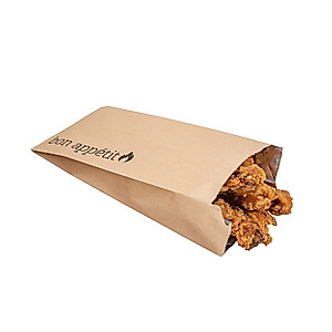 Restaurantware Bag Tek 6.5 x 4.1 Inch Foil Food Bags 100 Half Gallon Hot Dog Wrappers - Greaseproof Non Vented Kraft Paper Hot Food Wraps Disposable For To Go Meals