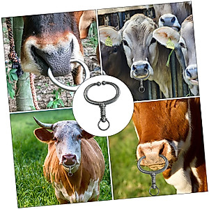 Yardwe 3pcs Spring Loaded Bull Nose Ring Stainless Steel Nose Ring Cattle Pliers Ring Farm Animal Pulling Tool Cow Nose Piercing Traction Nose Rings Cattle Traction Ring Livestock Supply