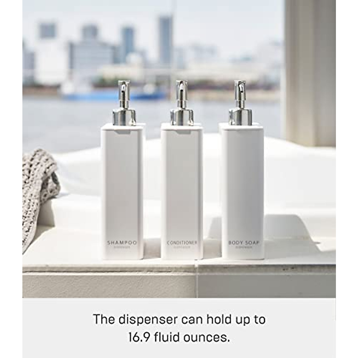 Yamazaki Tower Conditioner Dispenser White Rectangular