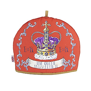 Muldale Queen Elizabeth Tea Cozy for Teapot Insulated - Crown Design - Large Teapot Cover for Keeping Warm - English Tea Cosy - 100% Cotton with Extra Thick Wadding - 2-6 Cups