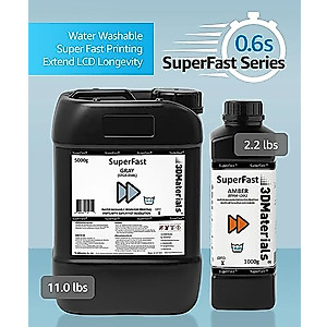 3DMaterials SuperFast 3D Printer Resin Water Washable, 0.6 sec 50um Printing, Made in Korea (1000g, Dark Grey)