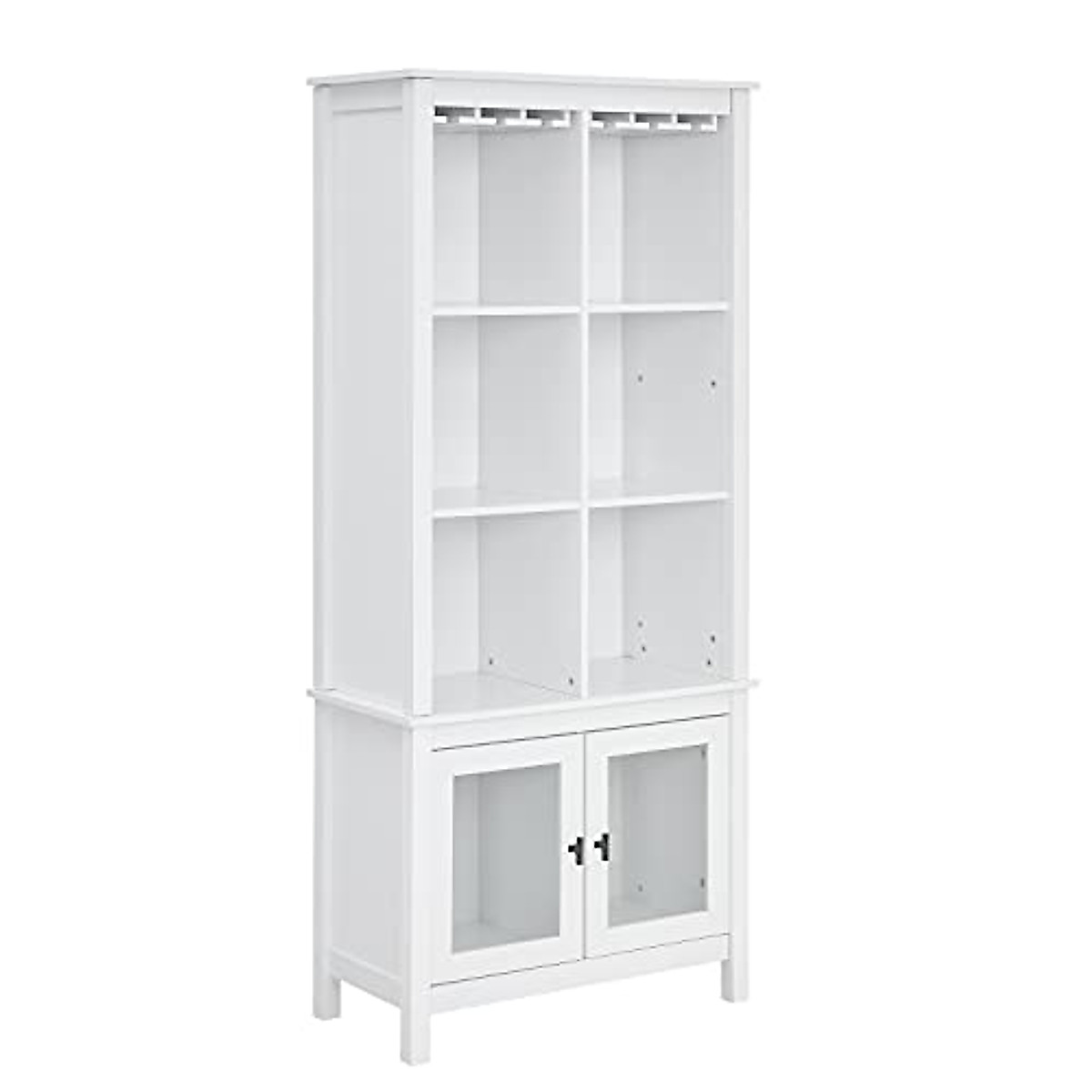 Home Source Jill Zarin White Bar Cabinet Bookshelf with Glass Doors