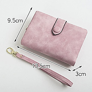 soputry Small Trifold Leather Wallet For Women, Multi Card Organizer Small Women Wallet with Zippered Coin Pocket and Wristlet, Frosted Soft Leather Wallet Card Case Purse (Purple)