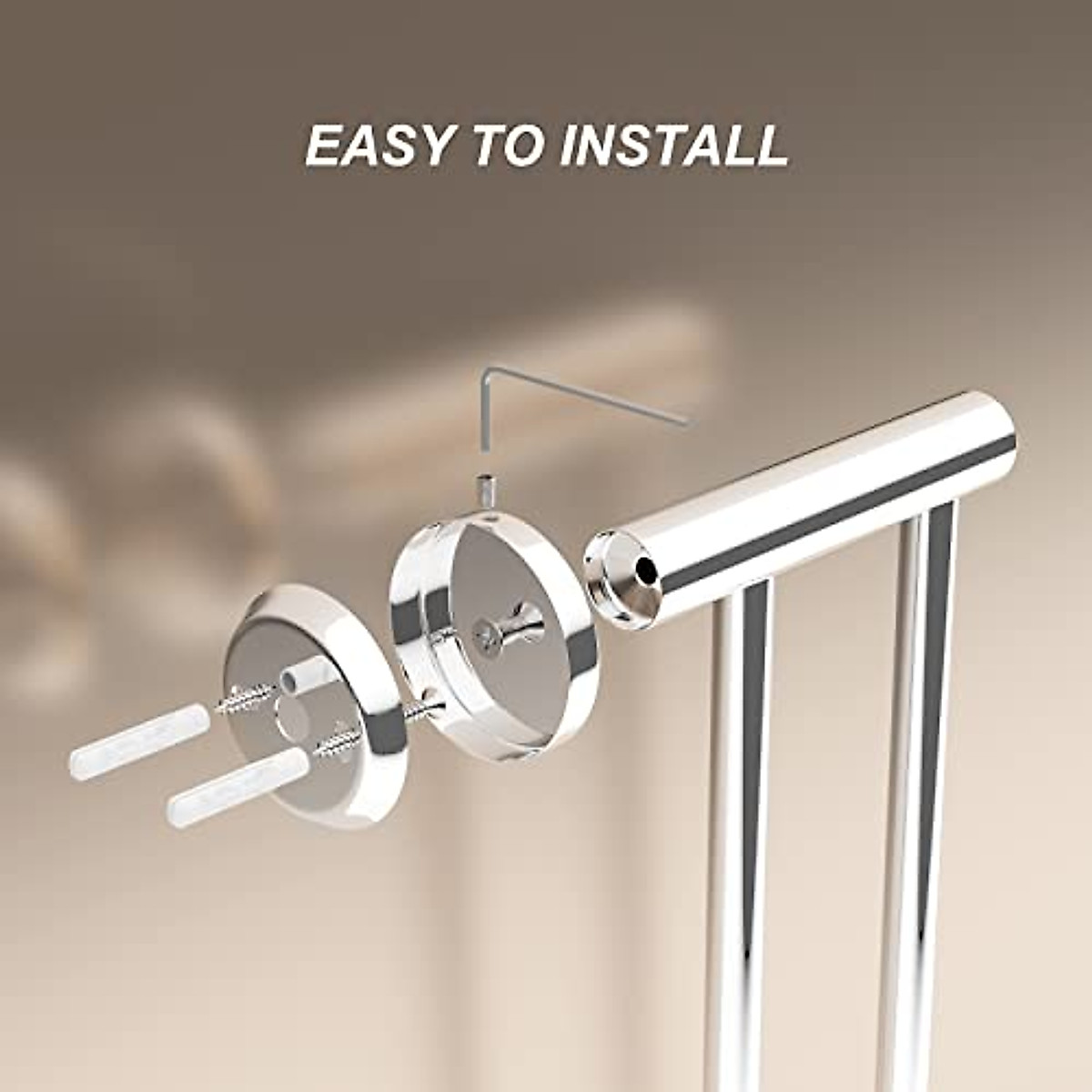 Adjustable 16 to 27.6 Inch Double Bath Towel Bar, ZUEXT Chrome Finished Stainless Steel Towel Holder Hanger, Wall Mount Expandable Hand Towel Rod for Bathroom Kitchen, 1" Tube Towel Rail Rack w/Hooks