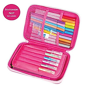 Gooji Unicorn Pencil Case for Girls (Hard Top) Magical 3D Creature, Bright Colored Storage Box | Compact and Portable Home, Classroom, School, Art Use | for kids age 3 and up (Pink)