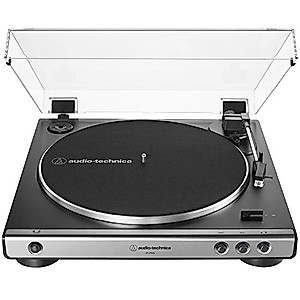 Audio-Technica AT-LP60X-GM Fully Automatic Belt-Drive Stereo Turntable, Gunmetal/Black, Hi-Fi, 2 Speed, Dust Cover, Anti-Resonance, Die-Cast Aluminum Platter