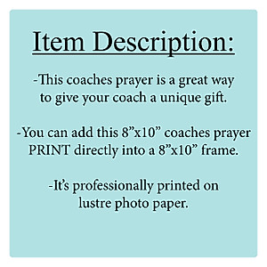 Cheerleading Coaches Prayer, Cheer Coach, Religious Gift, 8x10 print PRINTED on PHOTO paper